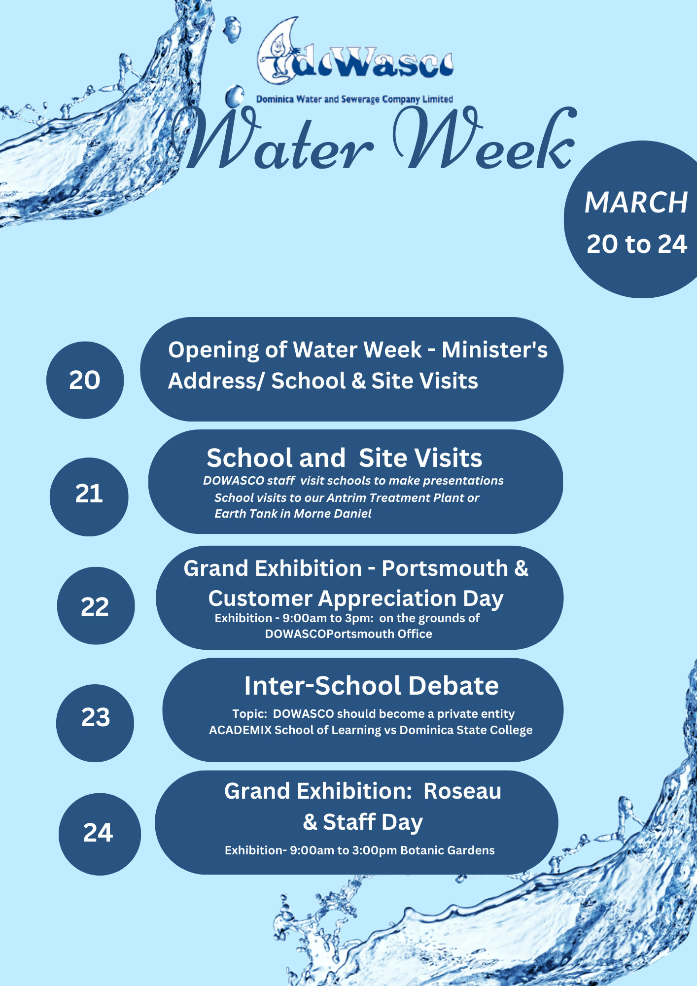 [Press release] DOWASCO to celebrate Water week 2023 - Dominica News Online