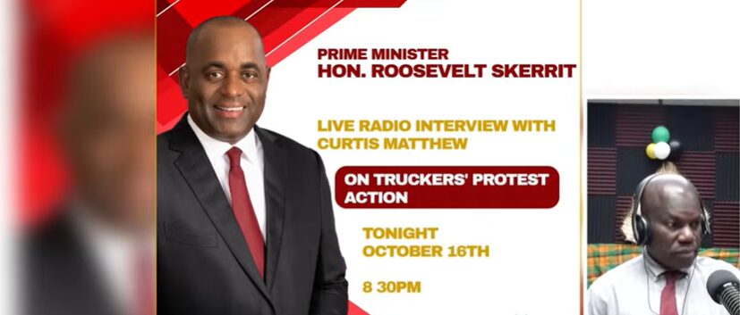 PM Roosevelt Skerrit live radio interview on truckers protest action ...